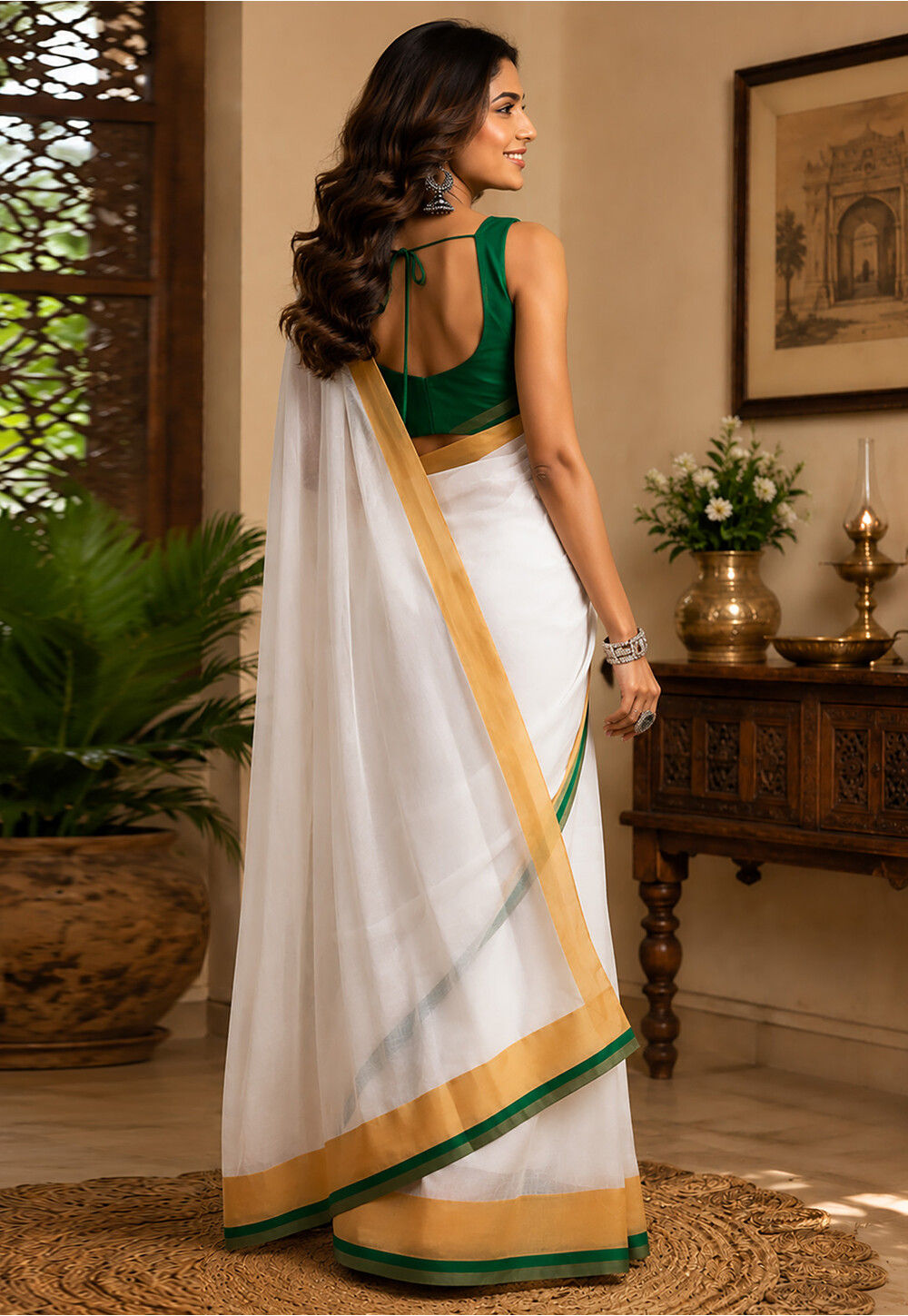 Buy Pre-stitched Chanderi Cotton Saree in White Online : SEJ2491 ...