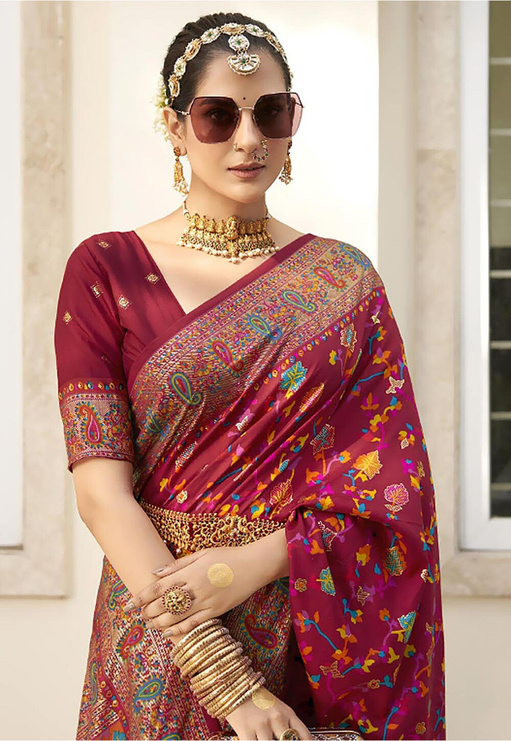 Buy Printed Art Silk Saree in Magenta Online : SEW15054 - Utsav Fashion