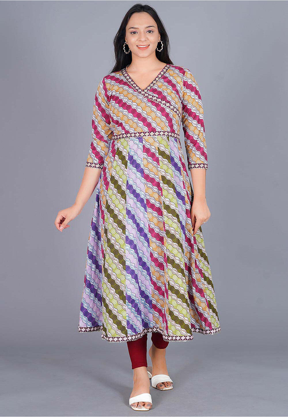 Buy Printed Cotton Anarkali Kurta in Multicolour Online : TJW2105 ...