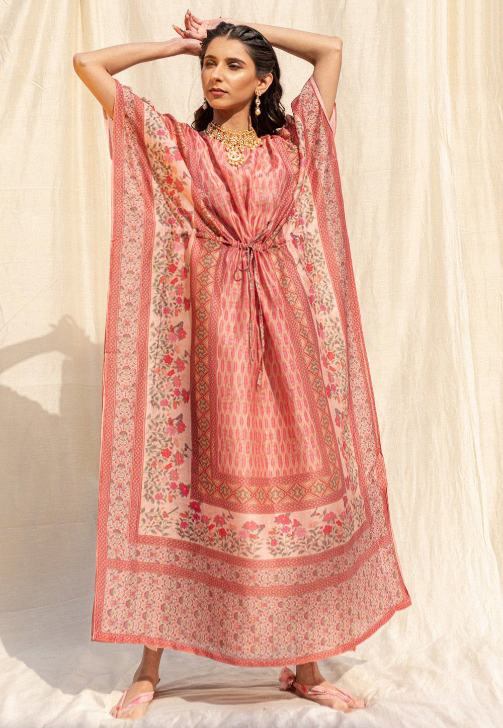 Buy Printed Cotton Kaftan in Light Red Online : TPA1137 - Utsav Fashion