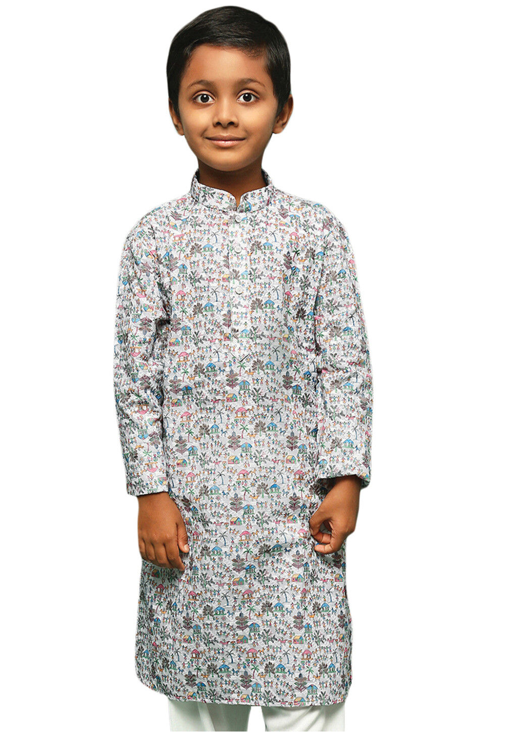 Buy Printed Cotton Kurta in Multicolor Online : UTZ718 - Utsav Fashion