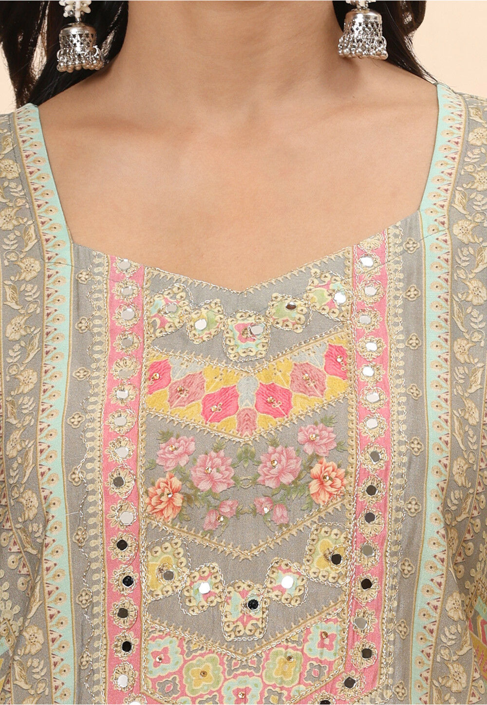 Buy Printed Cotton Pakistani Suit in Grey Online : KMR508 - Utsav Fashion