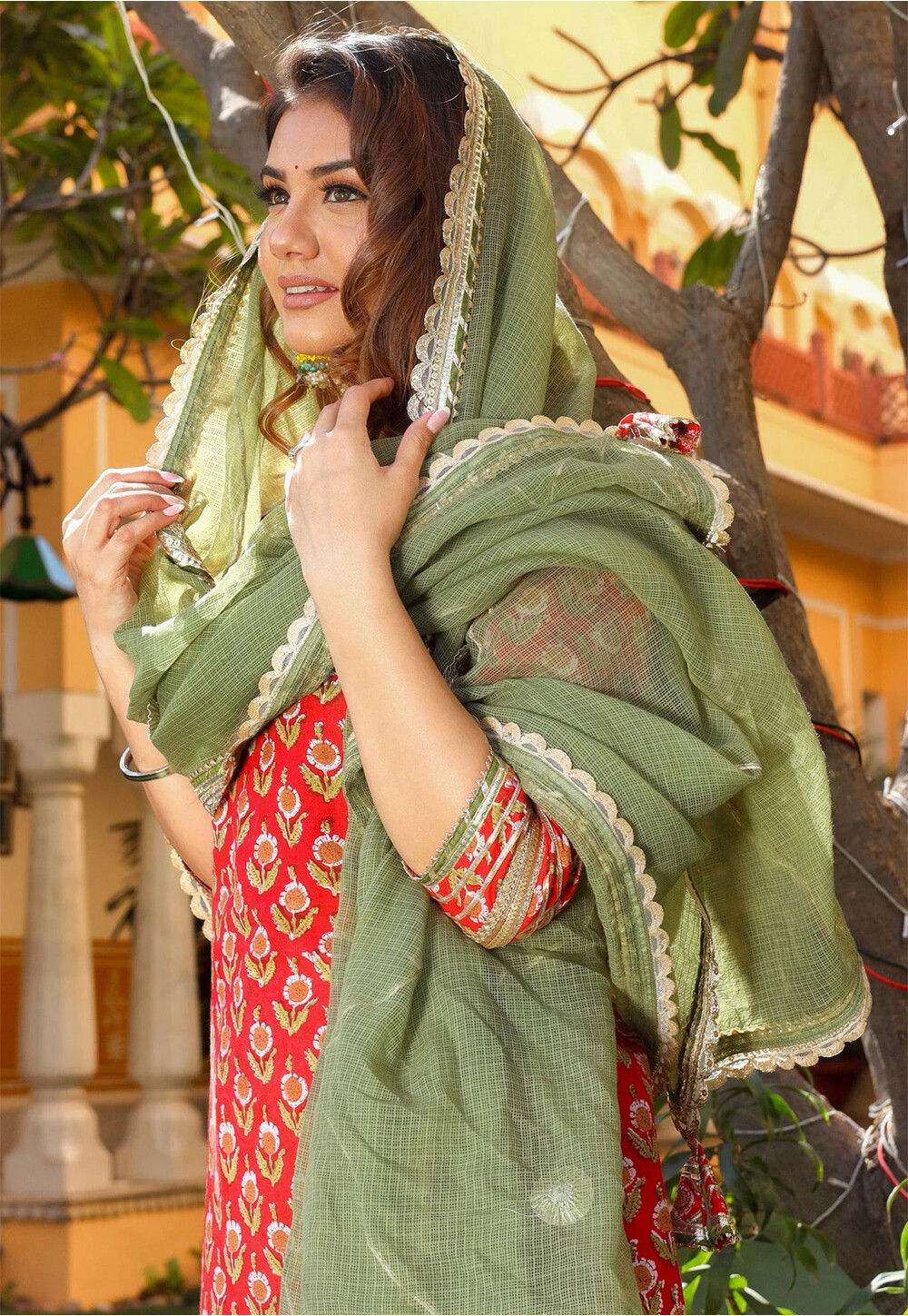 Buy Printed Cotton Pakistani Suit in Red Online : KBNQ7010 - Utsav Fashion