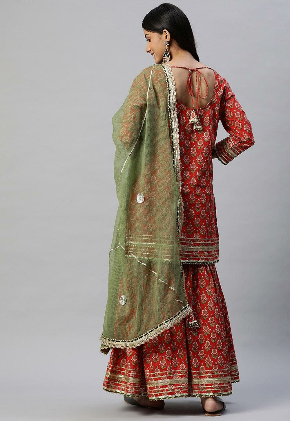 Buy Printed Cotton Pakistani Suit in Red Online : KJX45 - Utsav Fashion