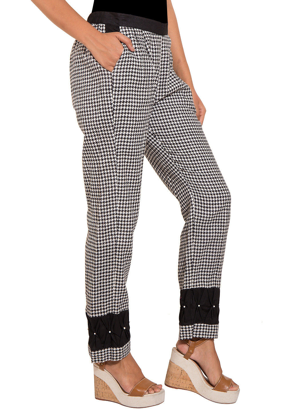 Buy Printed Cotton Pant in White and Black Online : BNJ486 - Utsav Fashion