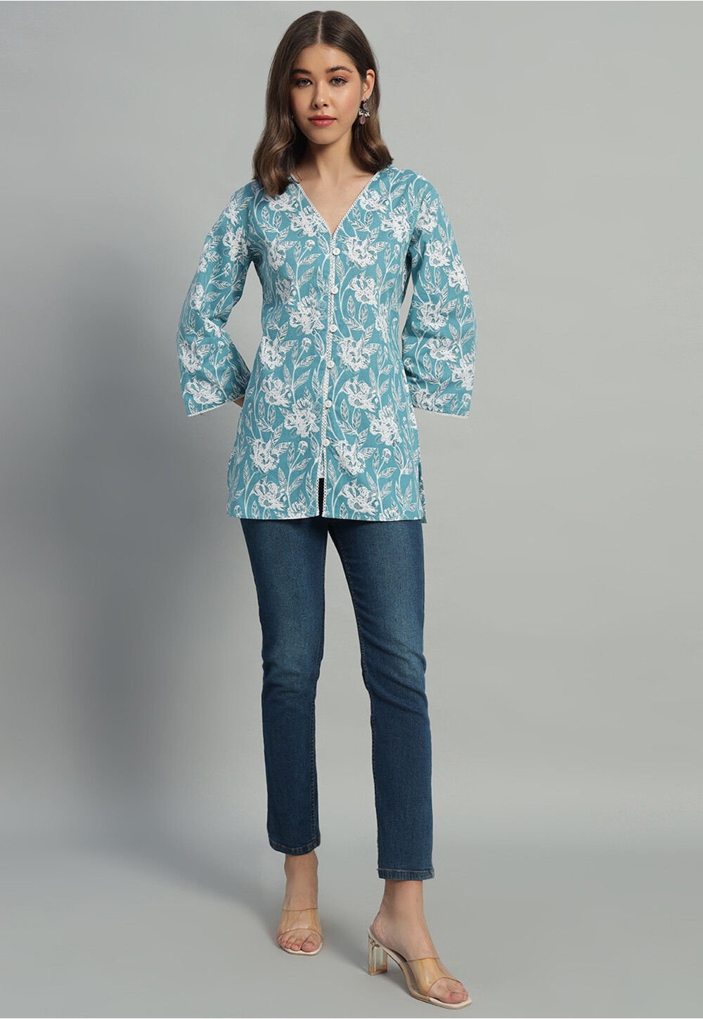 Buy Printed Cotton Tunic in Blue Online : TPH83 - Utsav Fashion