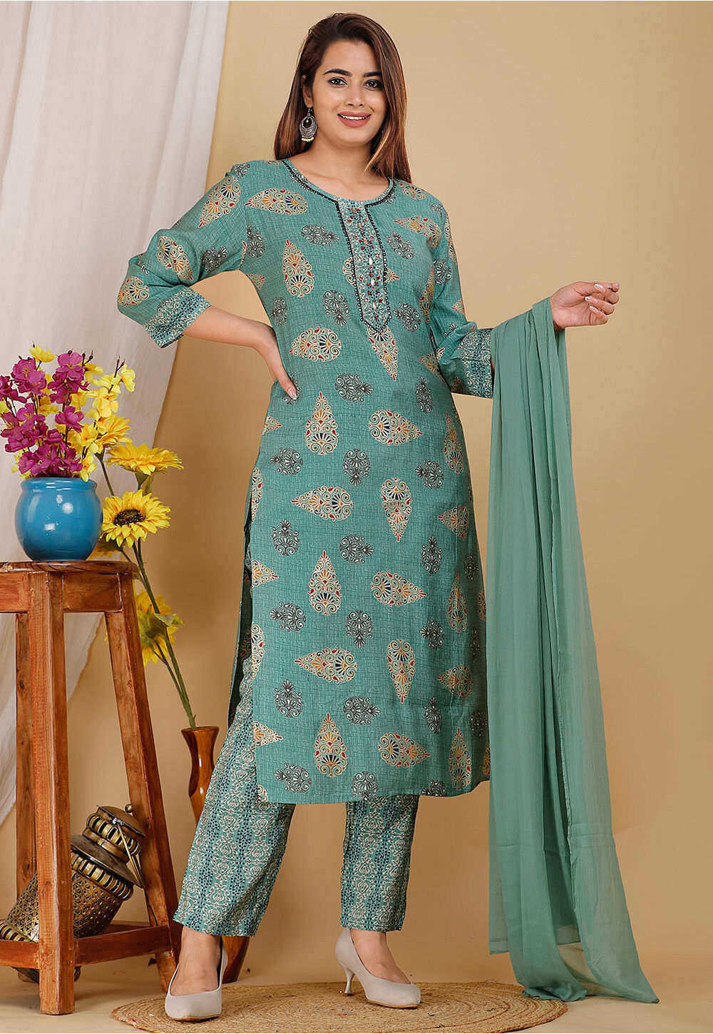 Buy Printed Georgette Pakistani Suit in Light Blue Online : KMK499 ...