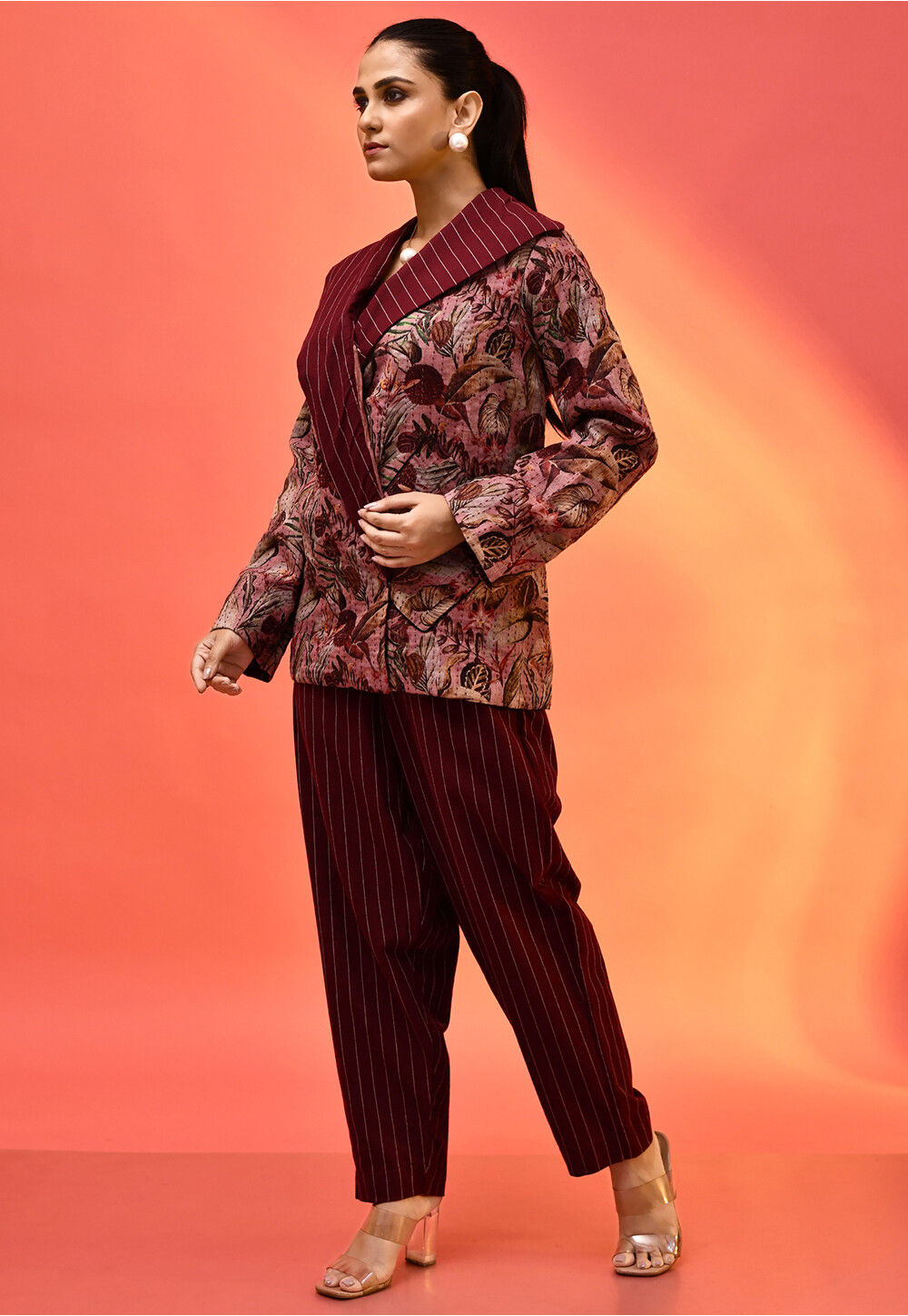 Buy Printed Handloom Cotton Crop Top Set in Maroon Online : TPK115 ...