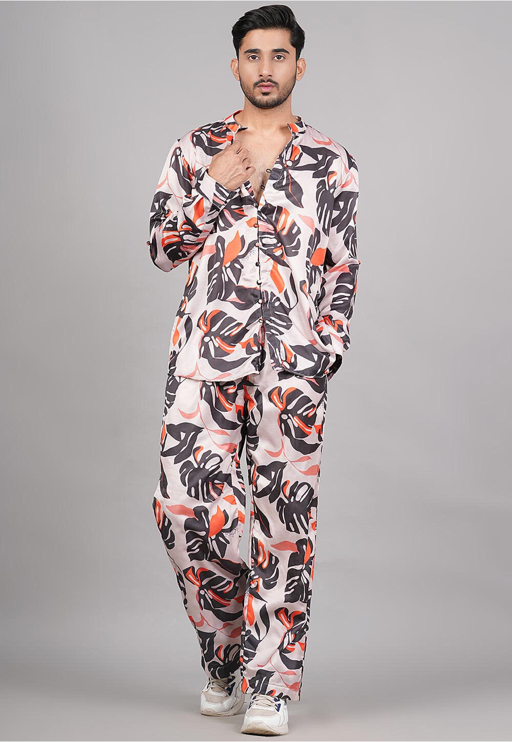 Buy Printed Modal Satin Co Ord Set in Light Peach Online : MTE1906 ...