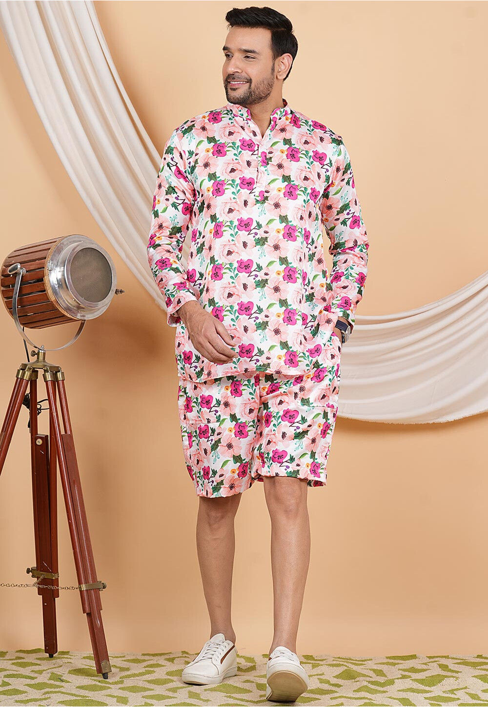 Buy Printed Modal Satin Co Ord Set in Peach Online : MTE1905 - Utsav ...