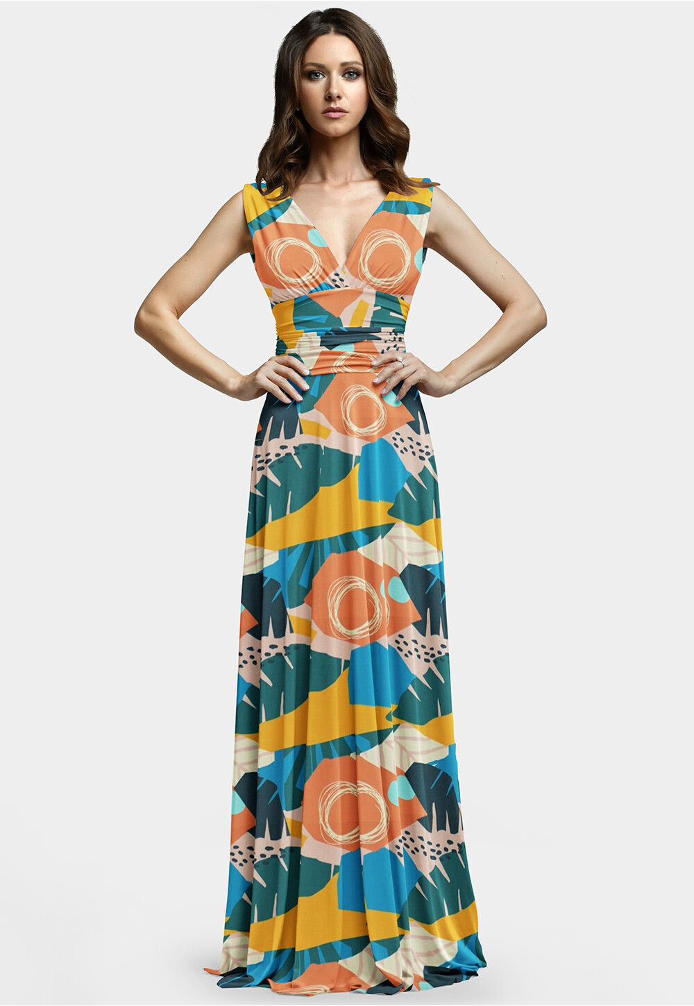 Buy Printed Modal Satin Gown in Multicolor Online : TJW2271 - Utsav Fashion