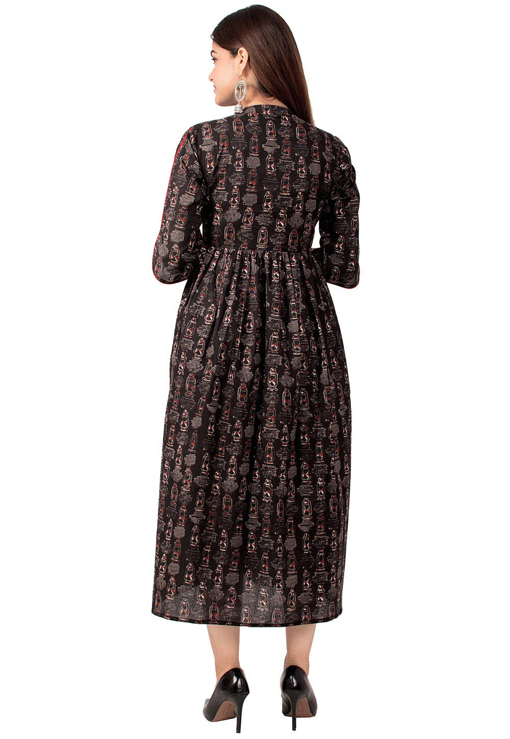 Buy Printed Pure Cotton A Line Kurta in Black Online : TFP101 - Utsav ...