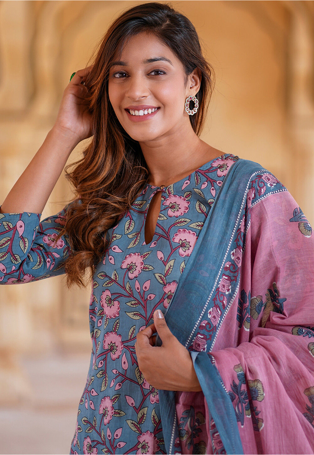 Printed Pure Cotton Pakistani Suit In Blue KPX110 printed-pure-cotton-pakistani-suit-in-blue-kpx110