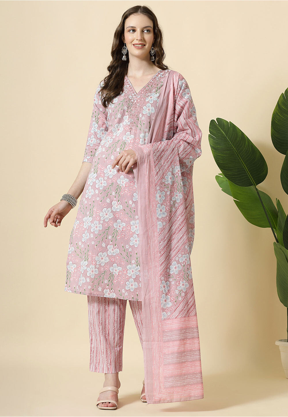 Buy Printed Pure Cotton Pakistani Suit in Old Rose Online : KJL2101 ...