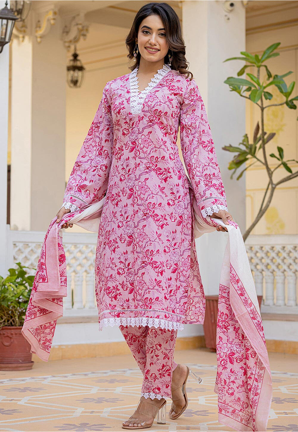 Buy Printed Pure Cotton Pakistani Suit in Pink Online : KJL1326 - Utsav ...