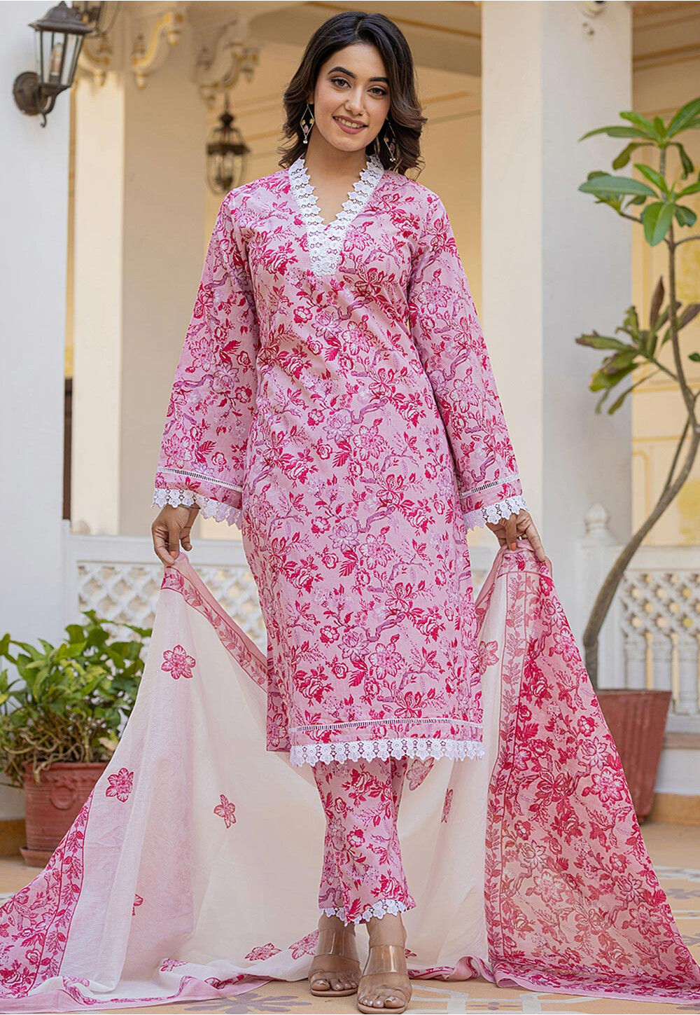 Buy Printed Pure Cotton Pakistani Suit in Pink Online : KJL1326 - Utsav ...