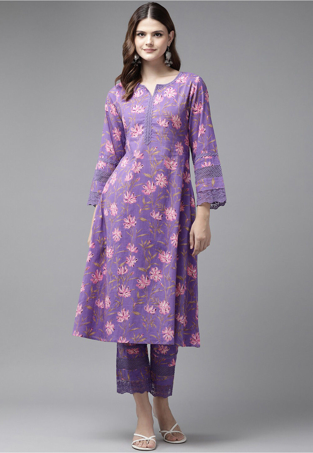 Buy Printed Pure Cotton Pakistani Suit in Purple Online : KJL1253 ...