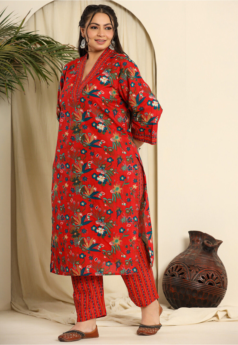 Buy Printed Pure Cotton Pakistani Suit in Red Online : KJL1973 - Utsav ...