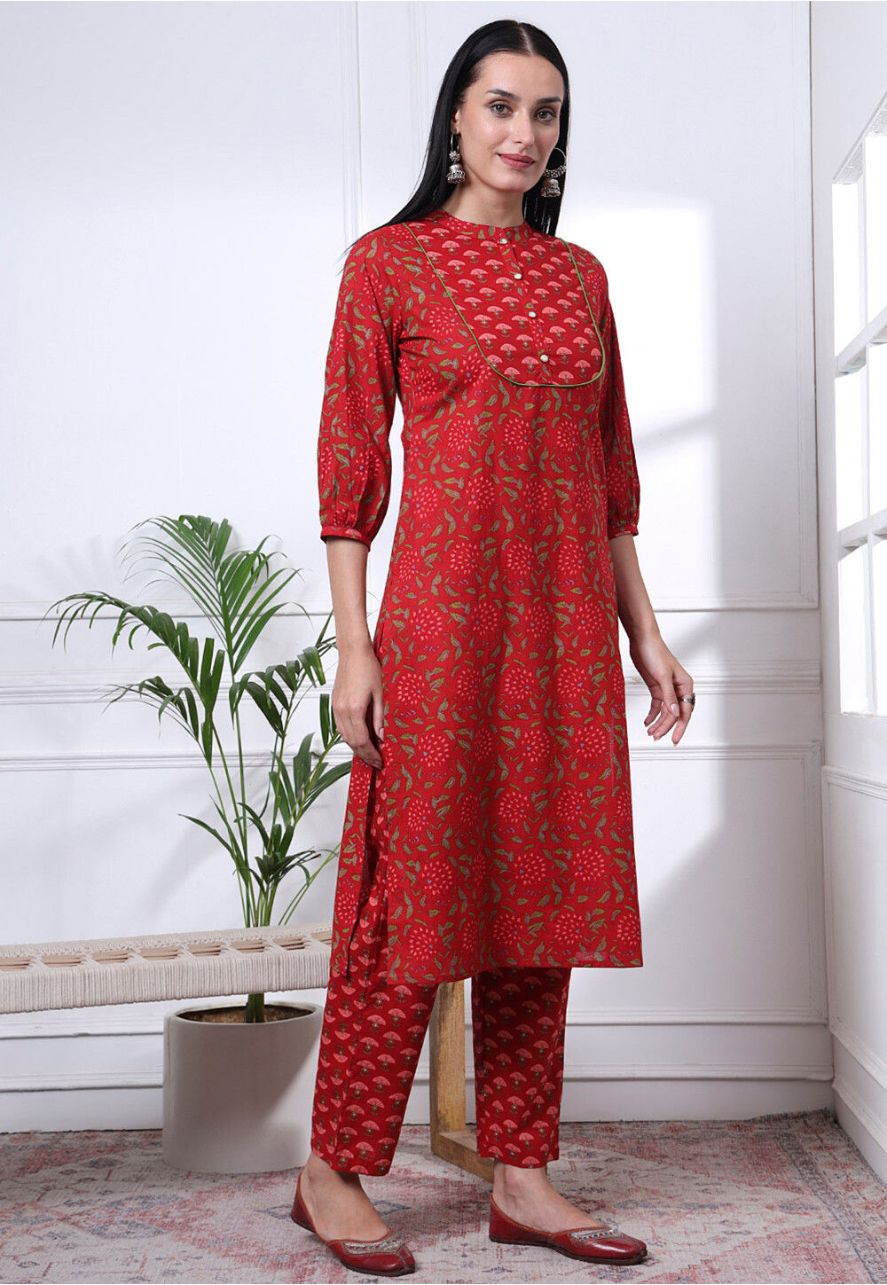 Buy Printed Pure Cotton Pakistani Suit in Red Online : KJL2364 - Utsav ...