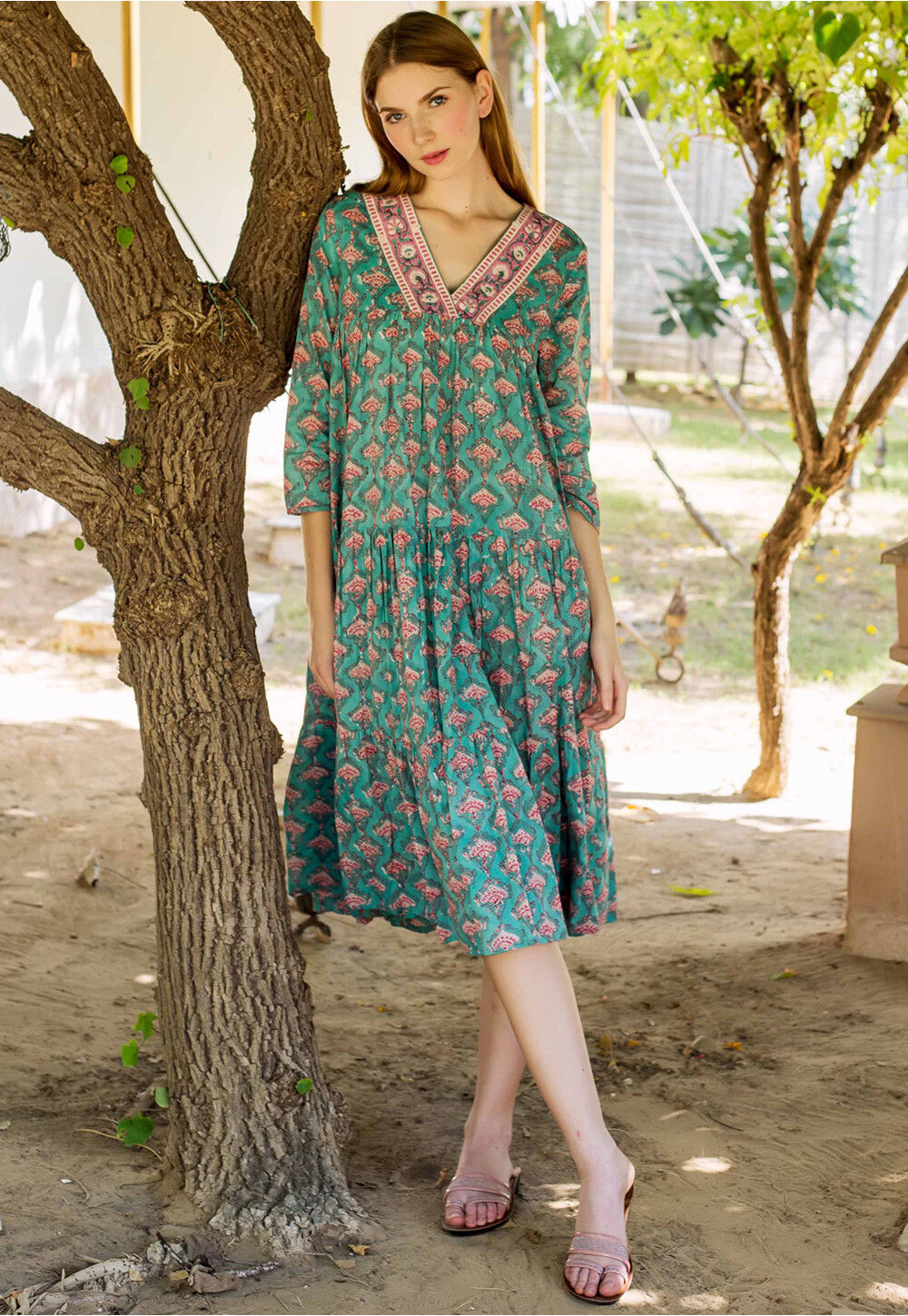 Buy Printed Pure Cotton Tunic in Teal Green Online : TQM694 - Utsav Fashion