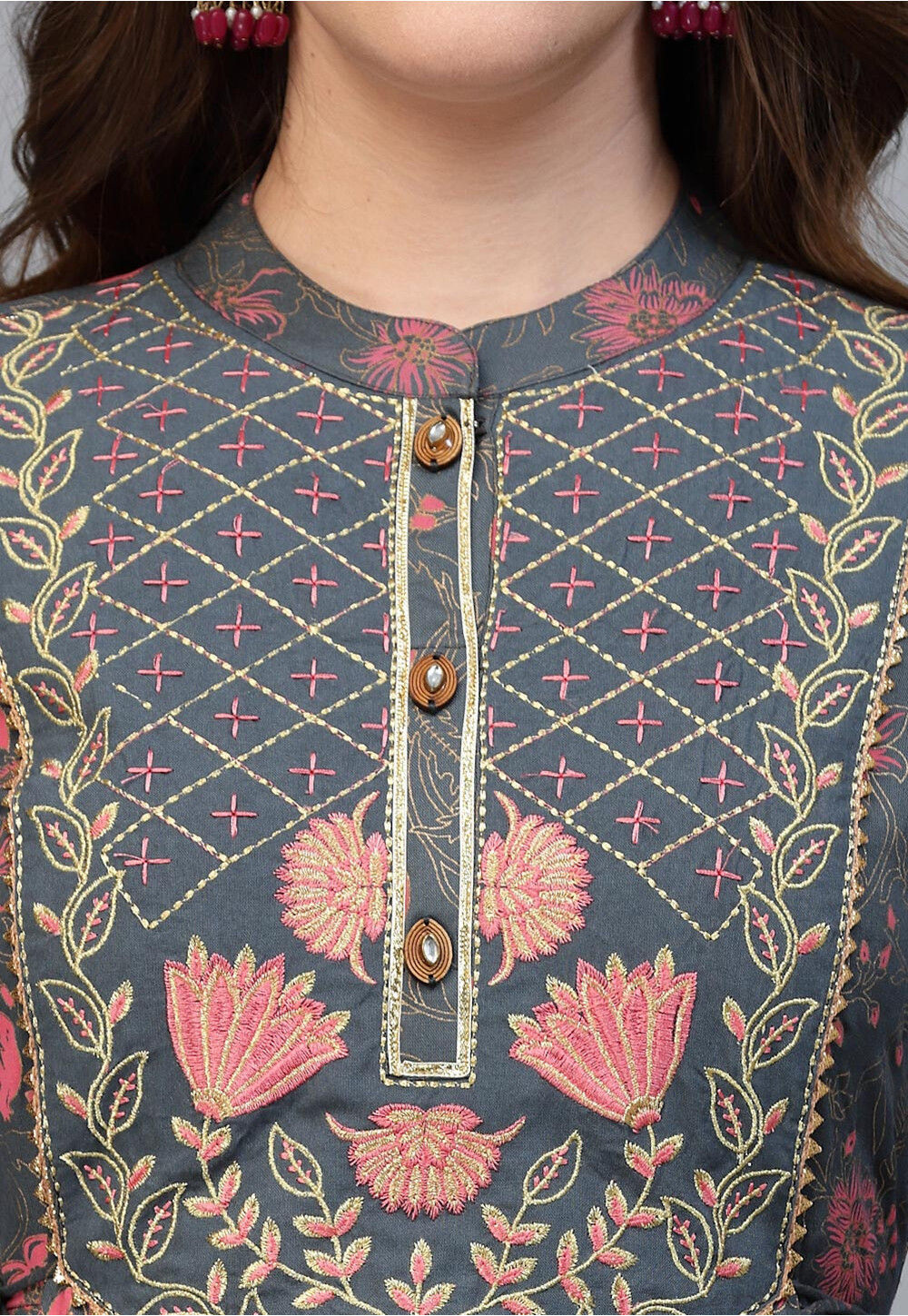 Buy Printed Rayon Aline Kurta in Grey Online : TPH42 - Utsav Fashion