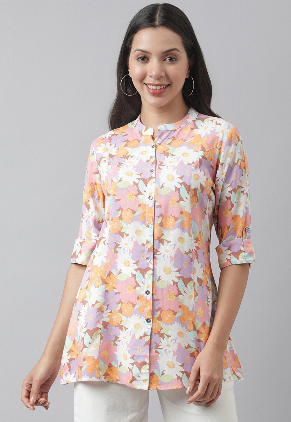 Buy Printed Rayon Top in Multicolor Online : TKV469 - Utsav Fashion