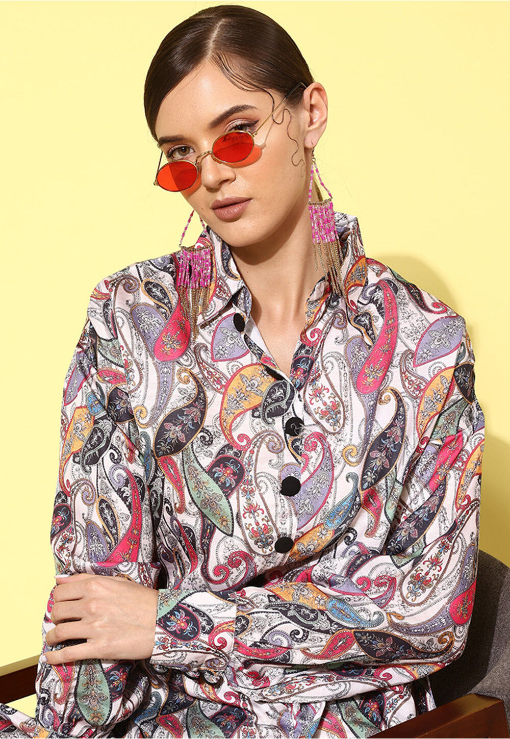 Buy Printed Satin Co Ord Set in Cream Online : TXR886 - Utsav Fashion