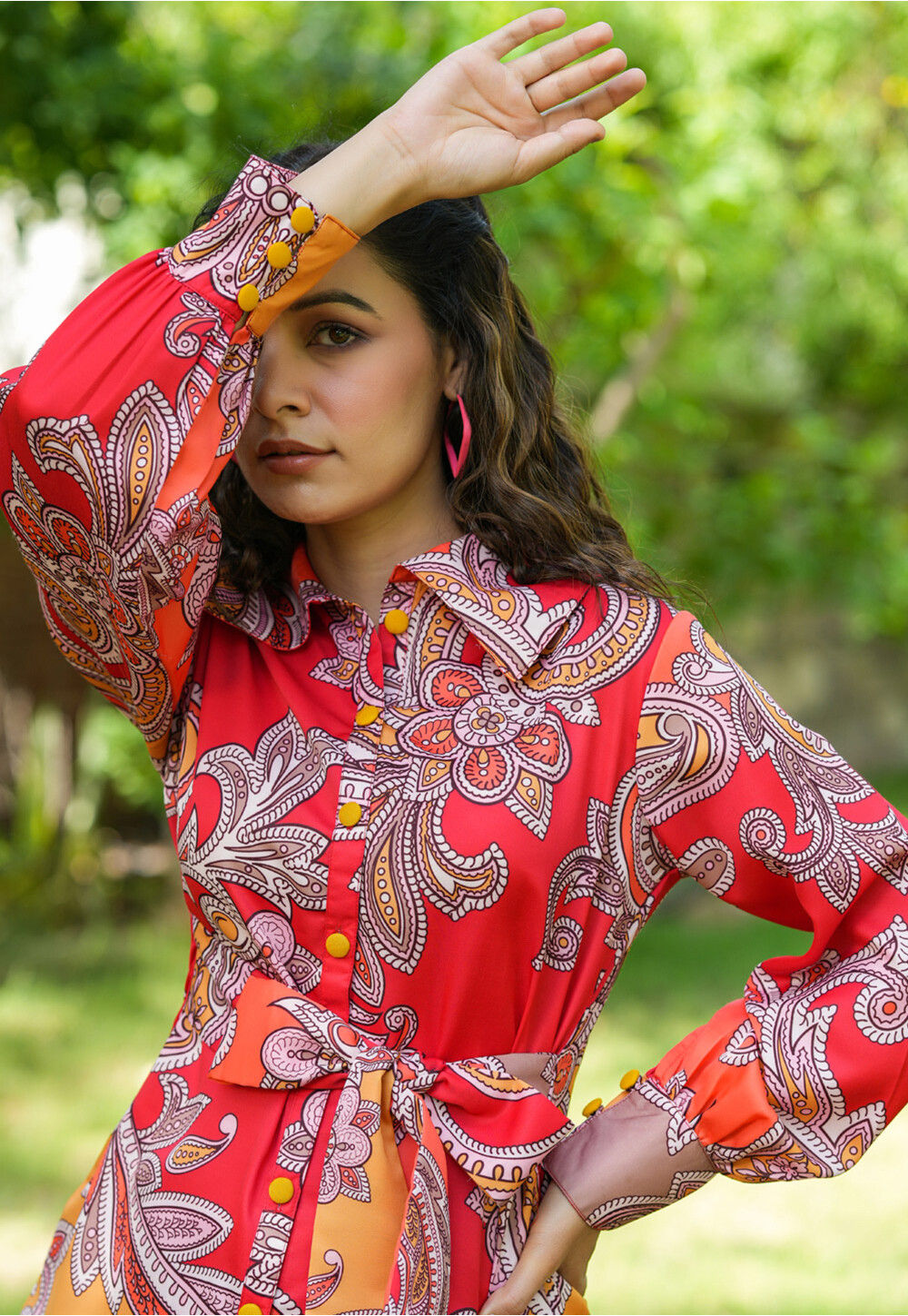 Buy Printed Satin Co Ord Set in Red Online : TXR855 - Utsav Fashion
