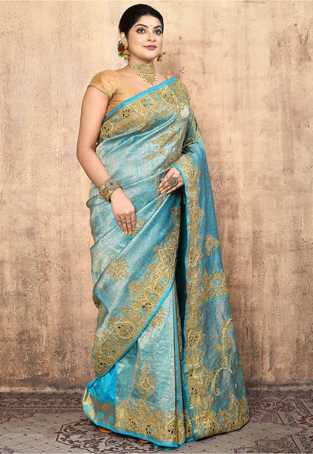 Buy Pure Silk Kanchipuram Saree in Light Blue Online : SBRA2649 - Utsav ...