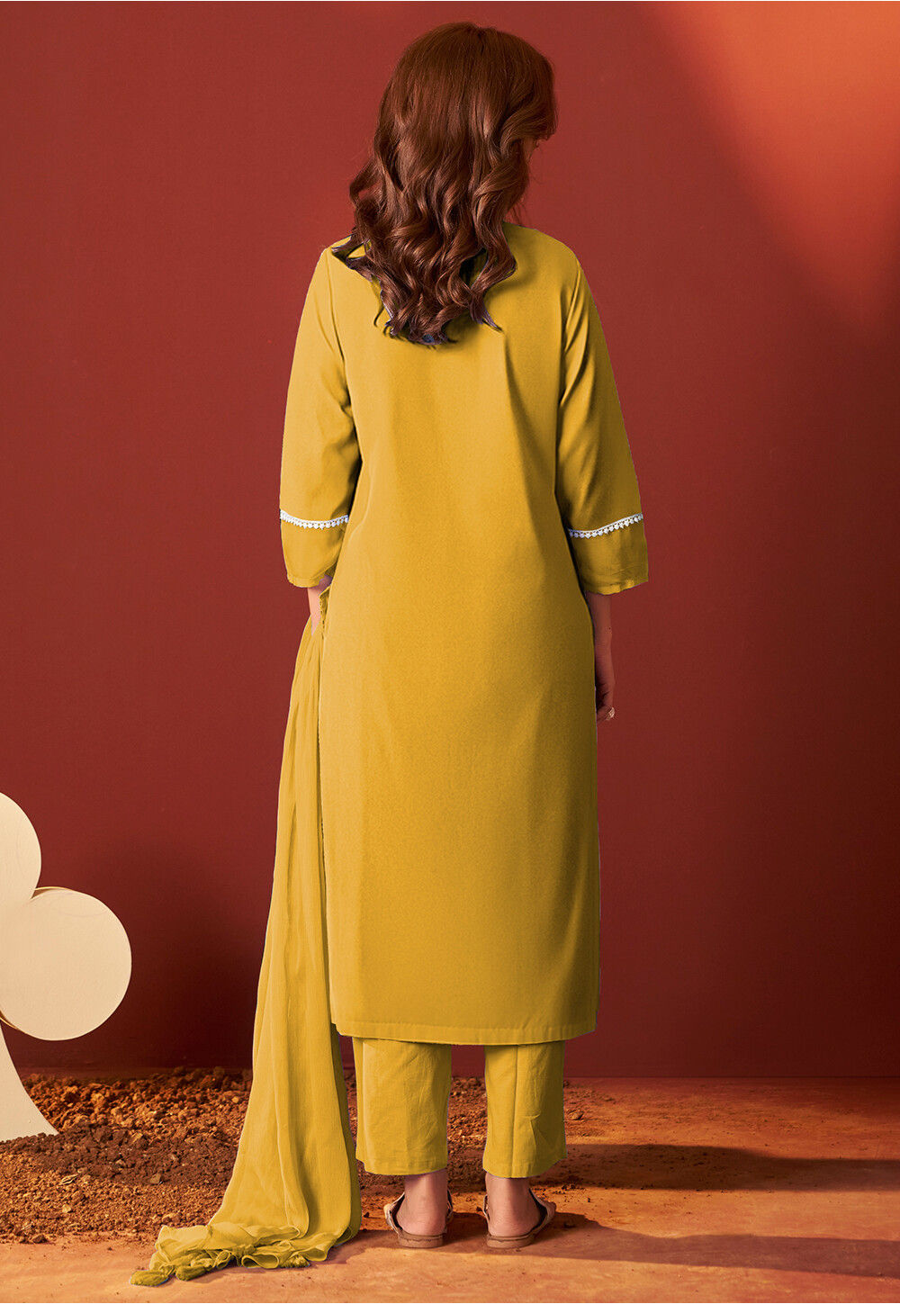 Buy Schiffli Pure Cotton Pakistani Suit in Mustard Online : KJZ327 ...