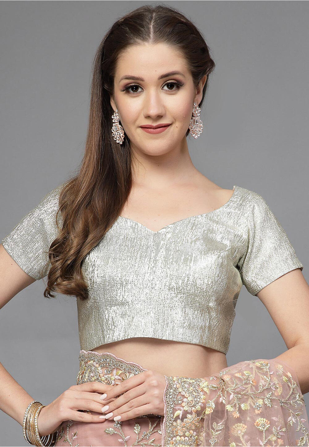 Buy Sequinned Lycra Shimmer Blouse in Light Golden Online : UAC133 ...