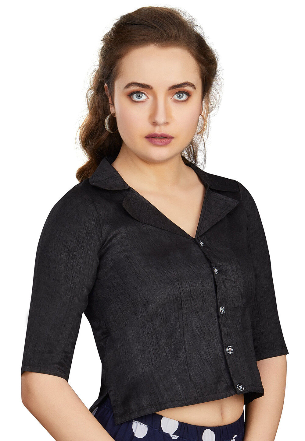 Buy Solid Color Art Silk Blouse in Black Online : UAL50 - Utsav Fashion