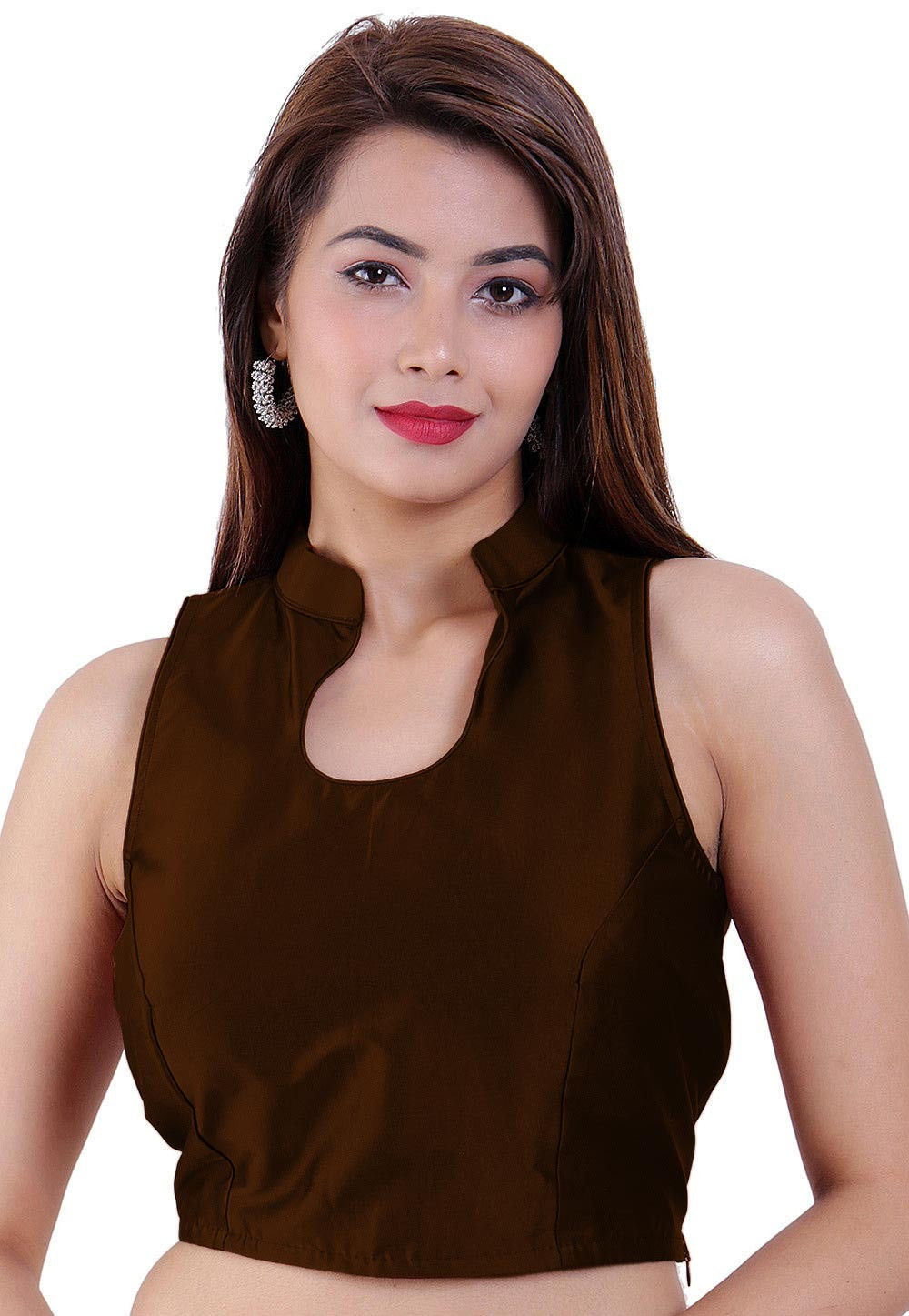Buy Solid Color Art Silk Blouse in Brown Online : UUX362 - Utsav Fashion
