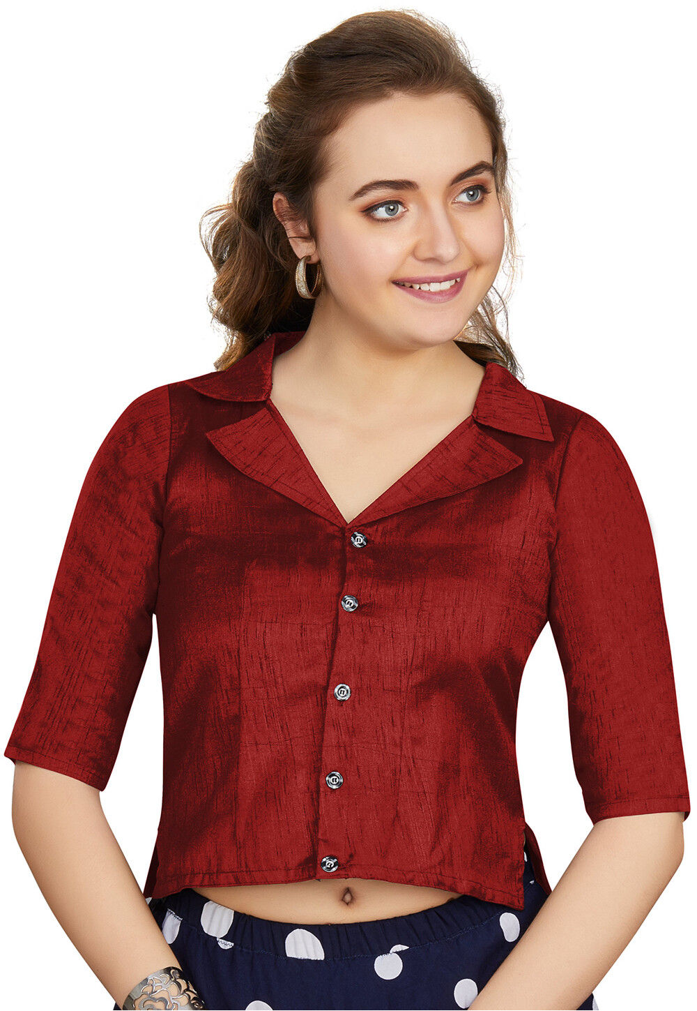 Buy Solid Color Art Silk Blouse in Maroon Online : UAL55 - Utsav Fashion