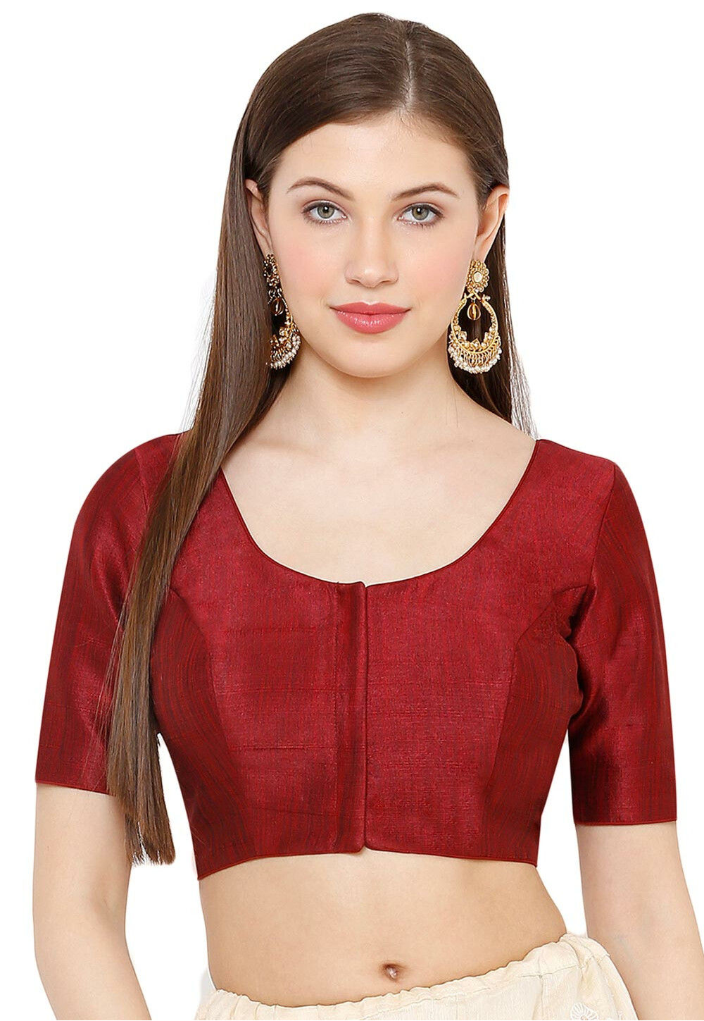 Buy Solid Color Art Silk Blouse in Maroon Online : UVC688 - Utsav Fashion