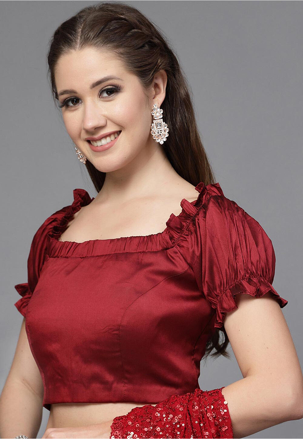Buy Solid Color Art Silk Blouse in Maroon Online : UAC148 - Utsav Fashion