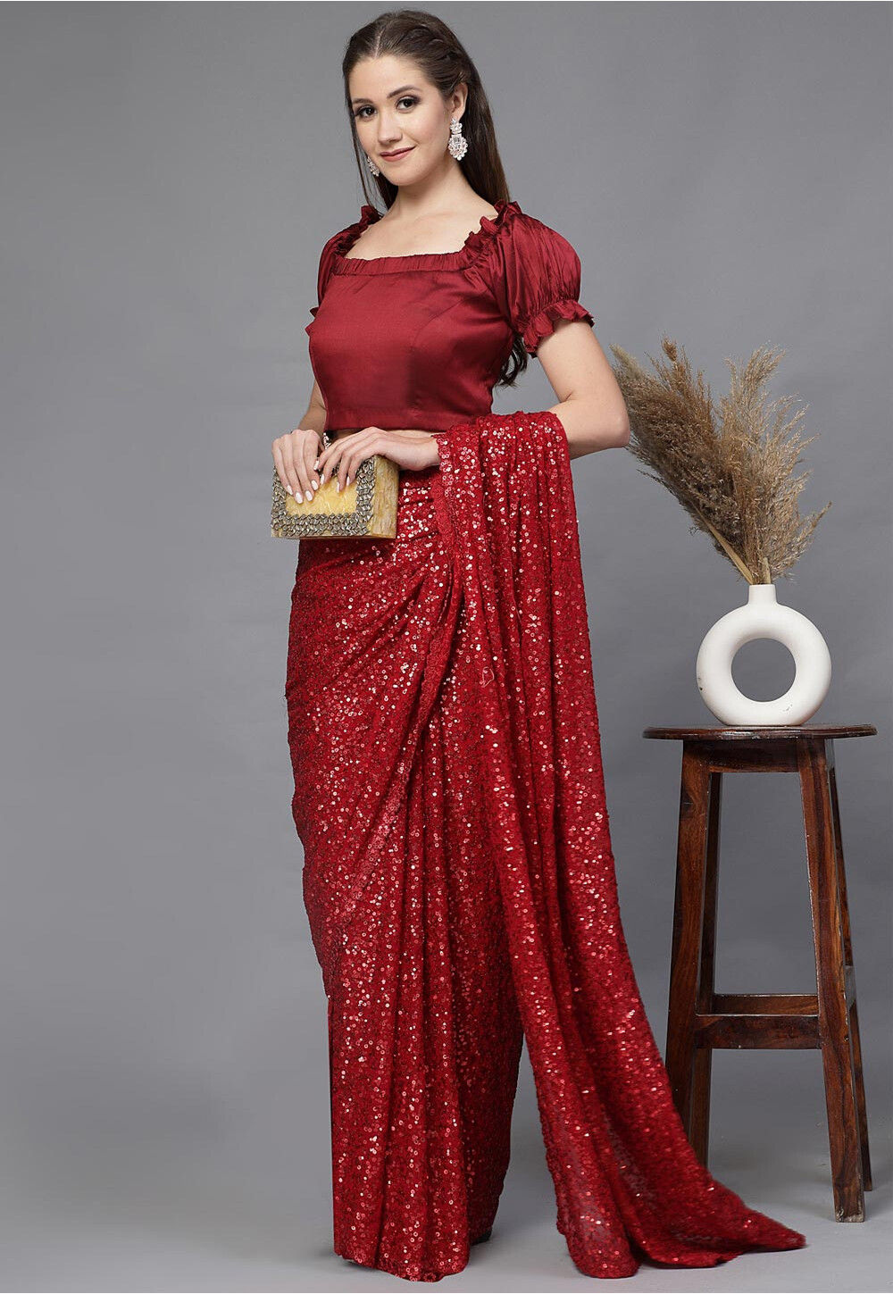 Buy Solid Color Art Silk Blouse in Maroon Online : UAC148 - Utsav Fashion
