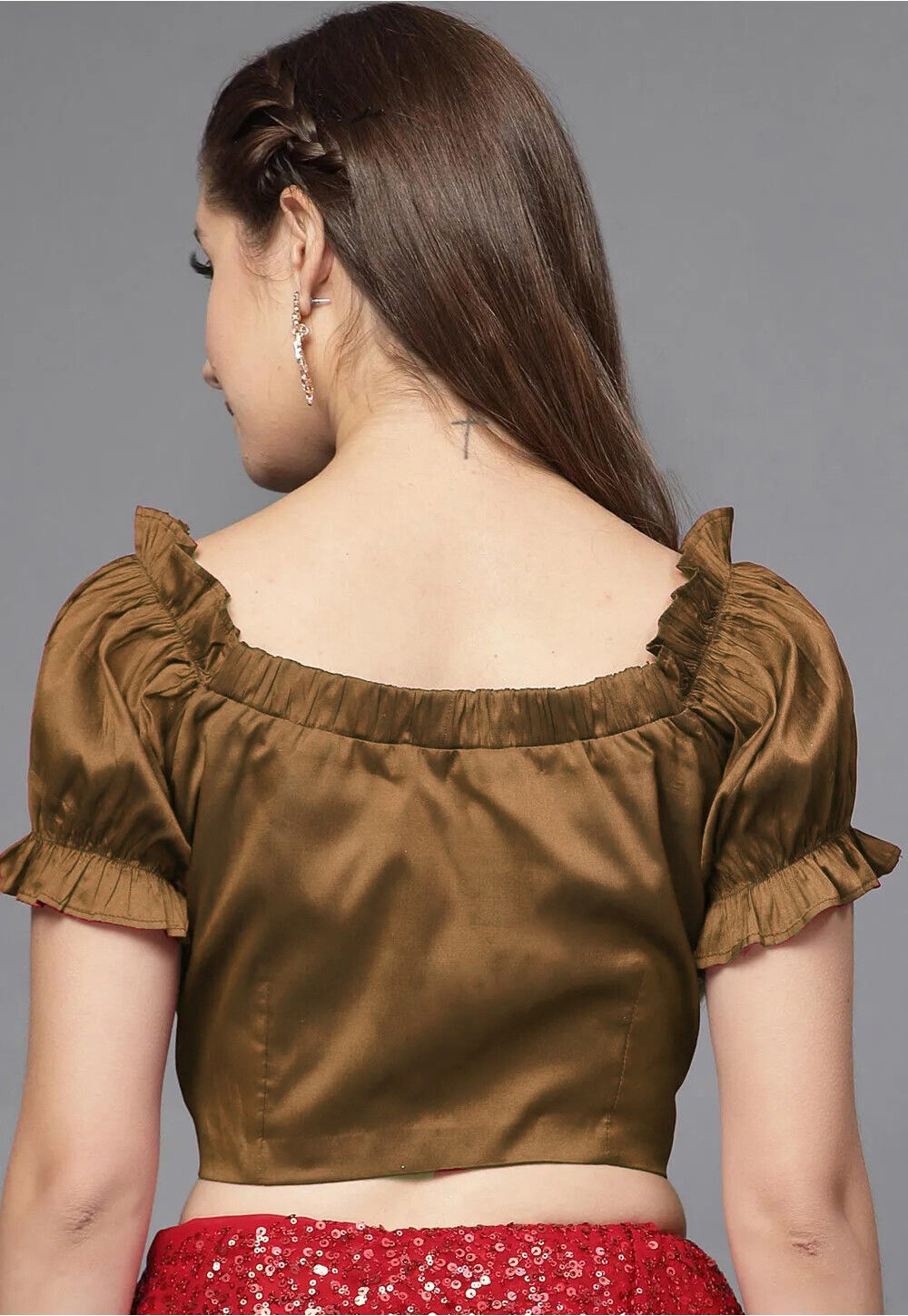 Buy Solid Color Art Silk Blouse in Light Brown Online : UAC254 - Utsav ...