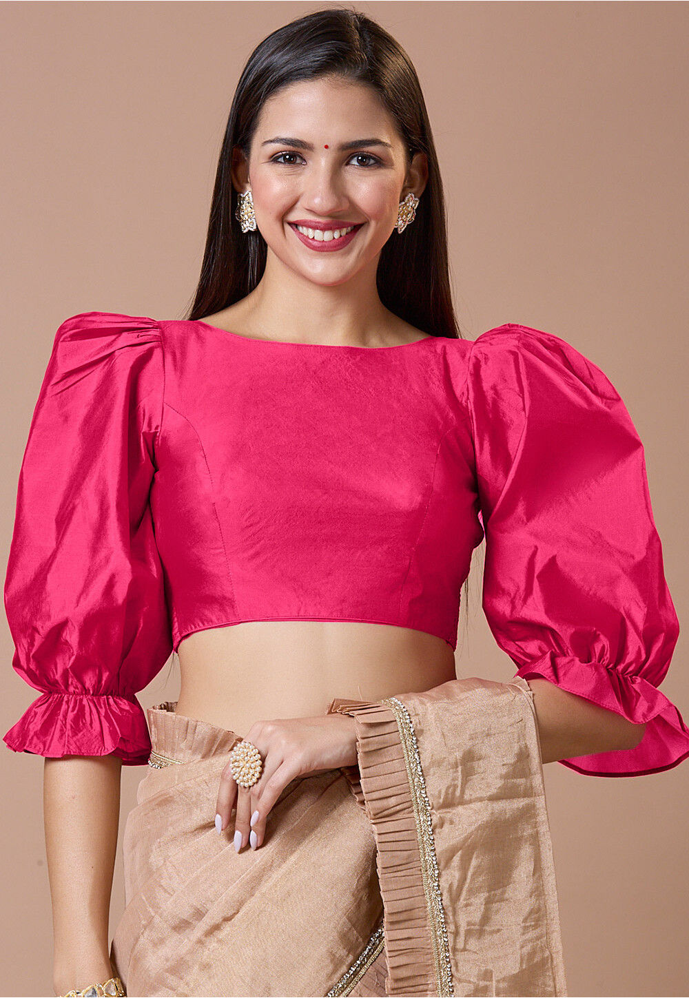 Buy Solid Color Art Silk Blouse in Pink Online : UVC2531 - Utsav Fashion