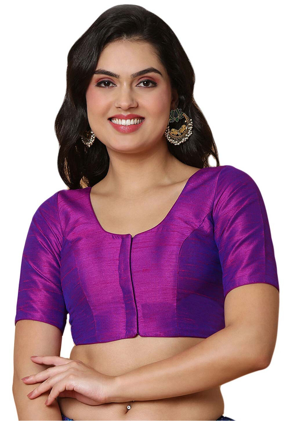 Buy Solid Color Art Silk Blouse in Purple Online : UVC1144 - Utsav Fashion