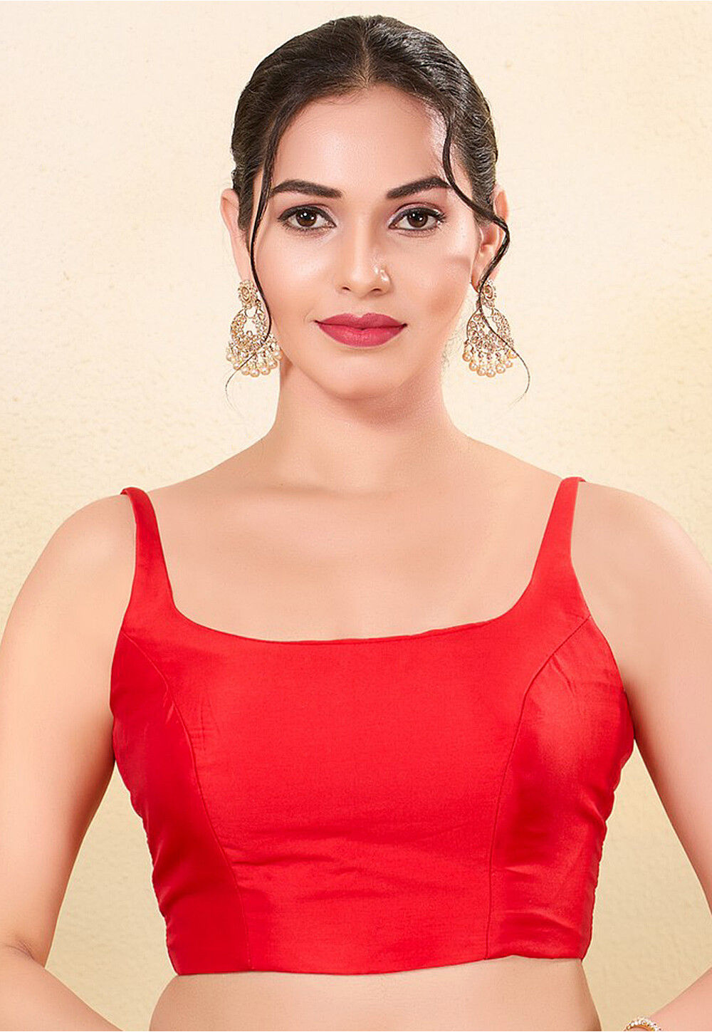 Buy Solid Color Art Silk Blouse in Red Online : UGX1330 - Utsav Fashion
