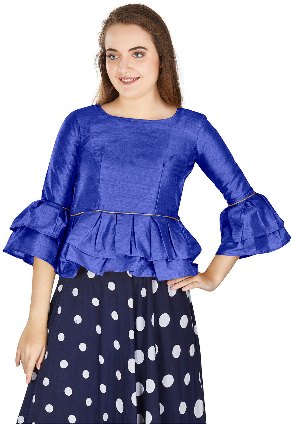 Buy Solid Color Art Silk Blouse in Royal Blue Online : UAL159 - Utsav ...