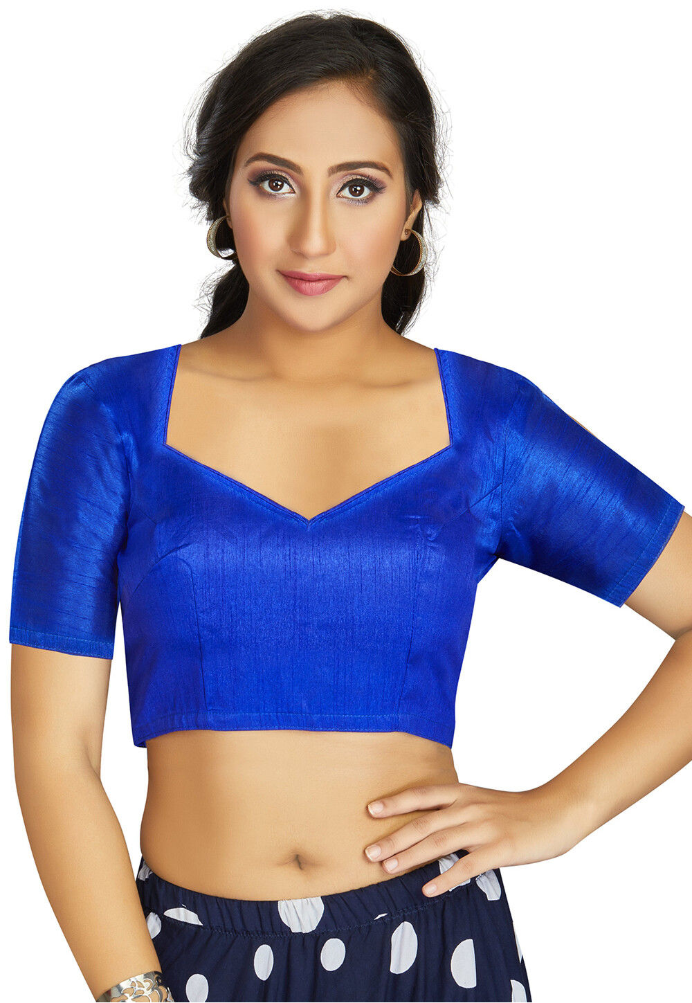 Buy Solid Color Art Silk Blouse in Royal Blue Online : UAL164 - Utsav ...