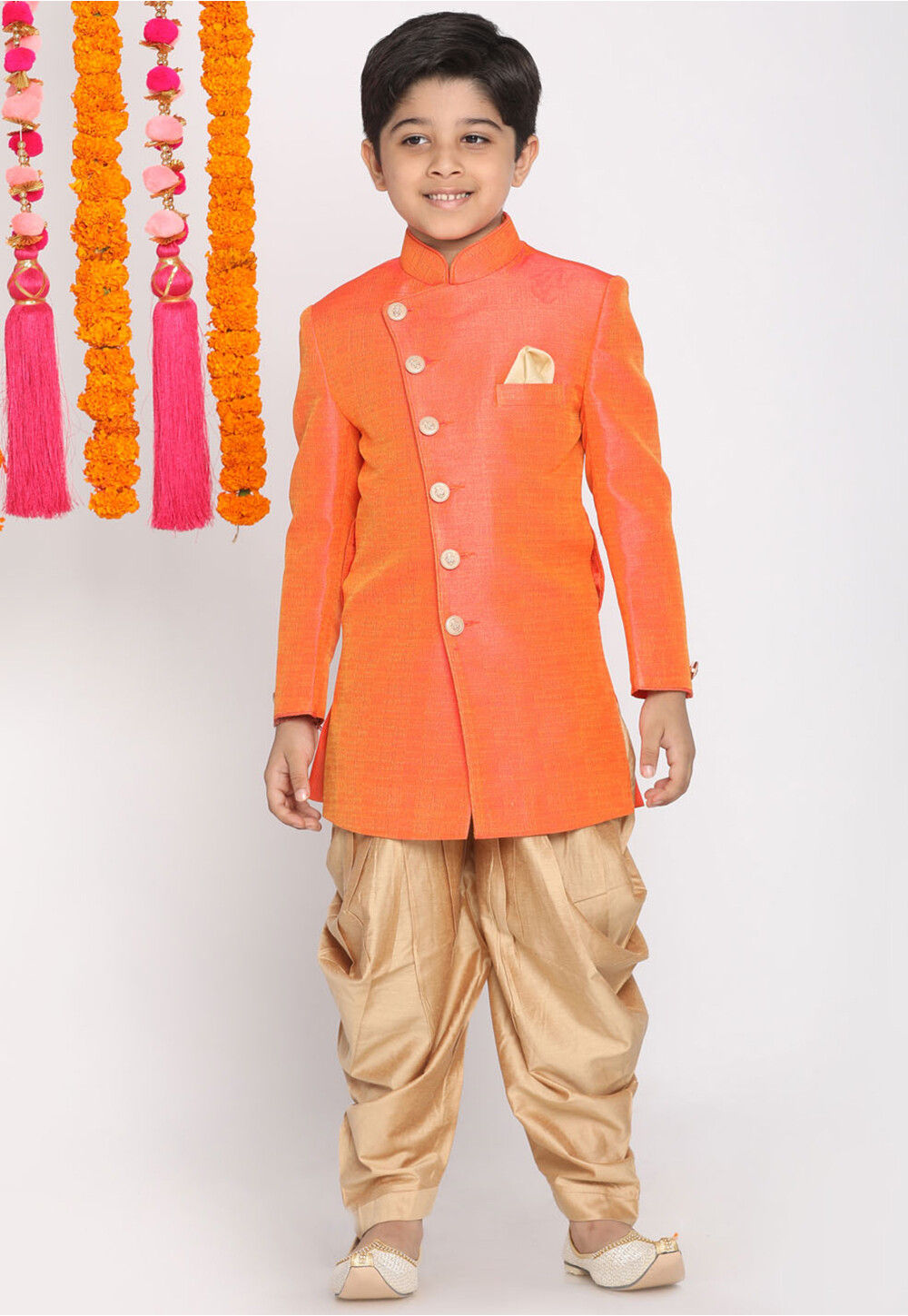 Buy Solid Color Art Silk Dhoti Sherwani in Peach Online : UTJ1083 ...