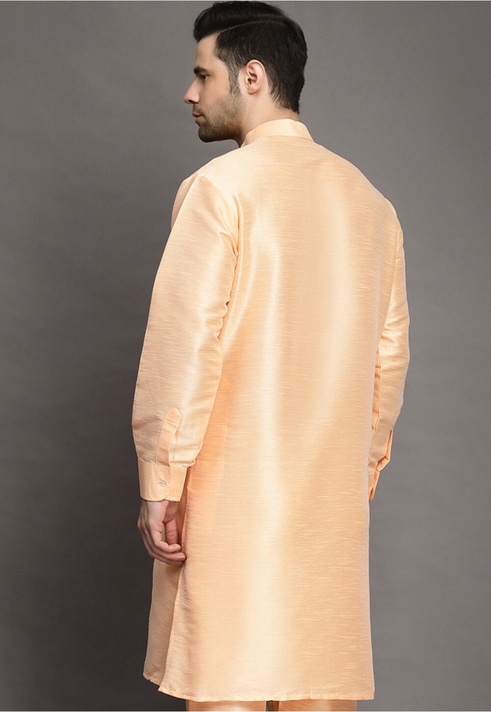 Buy Solid Color Art Silk Kurta in Peach Online : MXX167 - Utsav Fashion