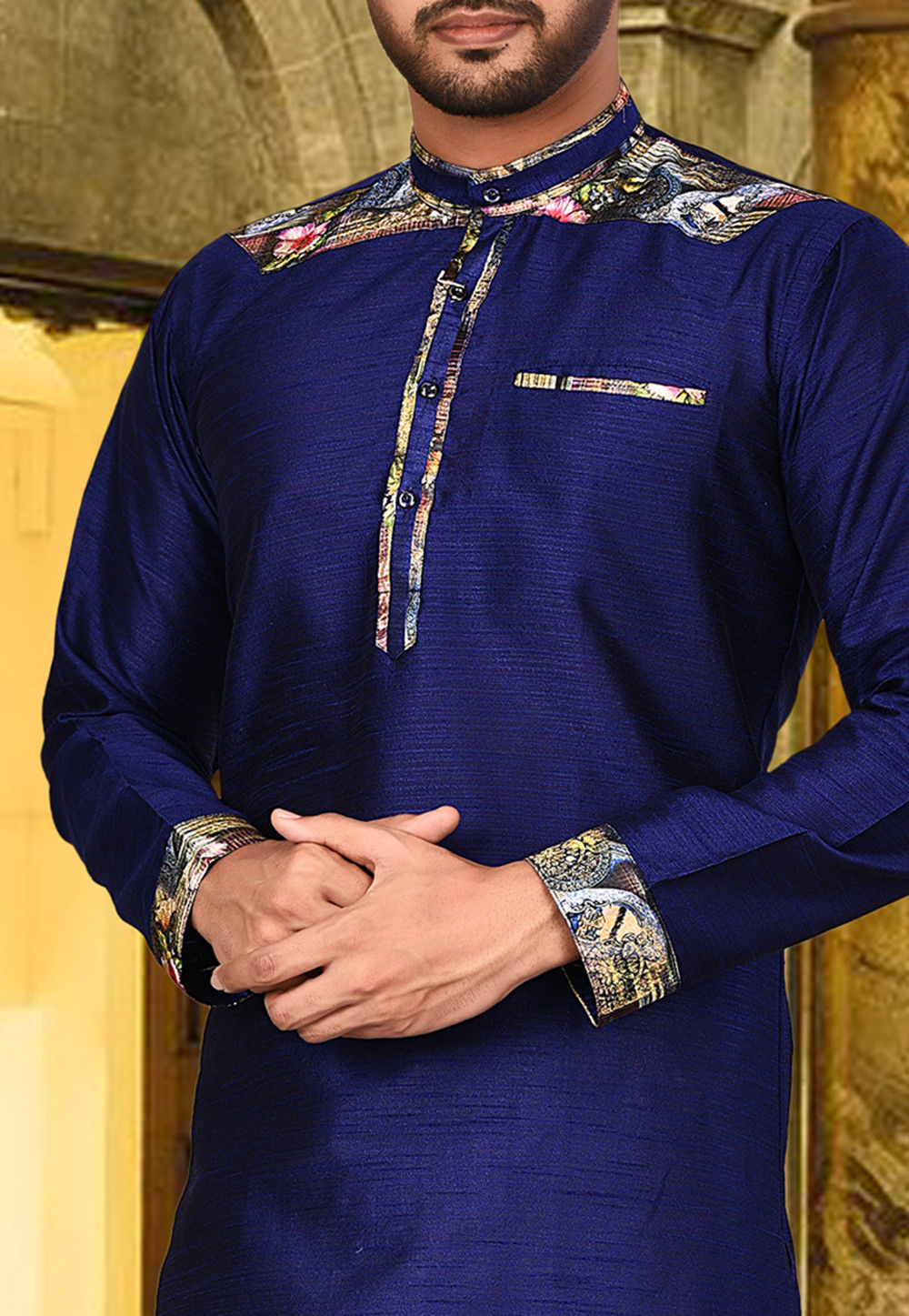 Buy Solid Color Art Silk Kurta in Royal Blue Online : MTX896 - Utsav ...