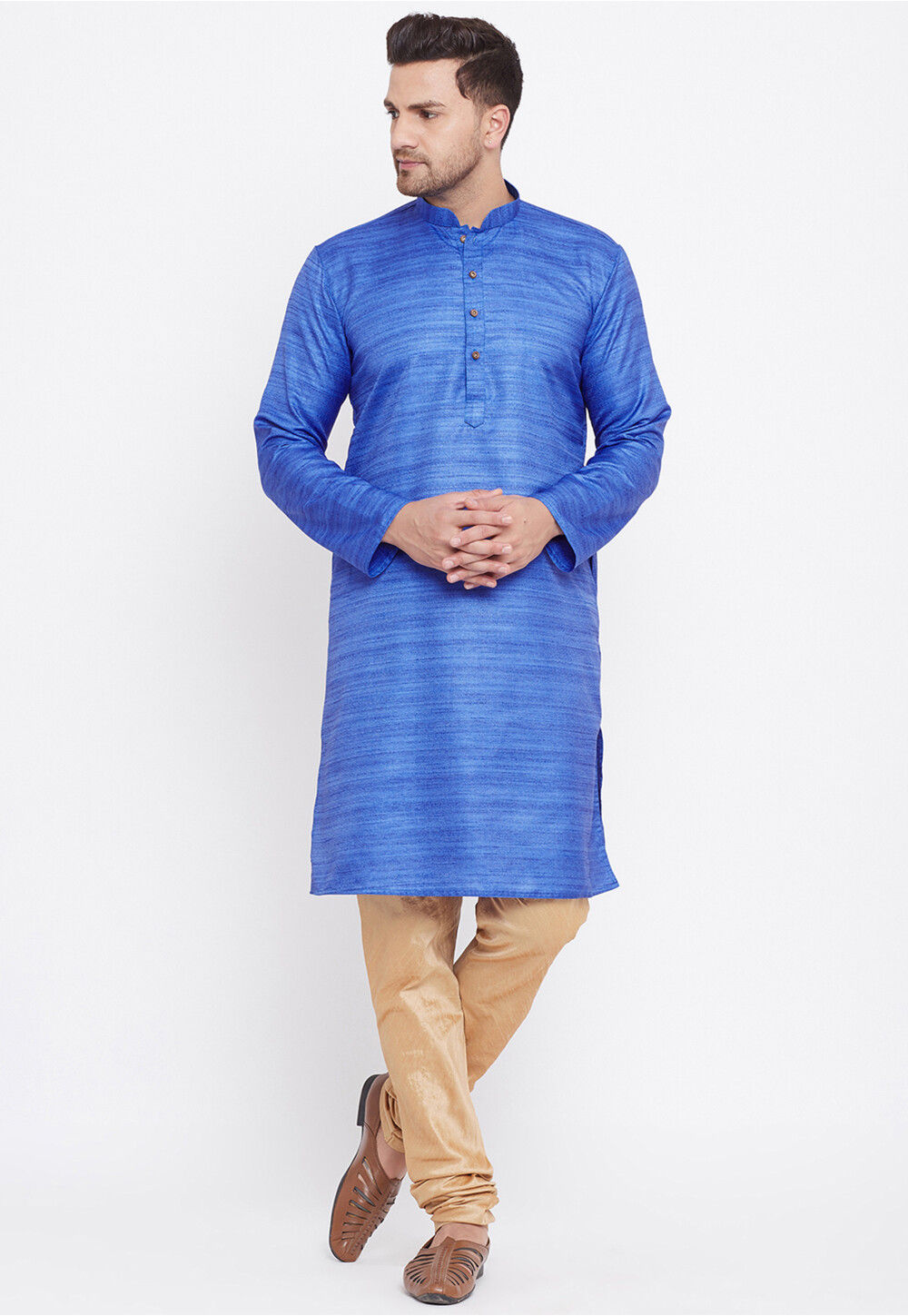 Buy Solid Color Art Silk Kurta Set in Blue Online : MTR5445 - Utsav Fashion