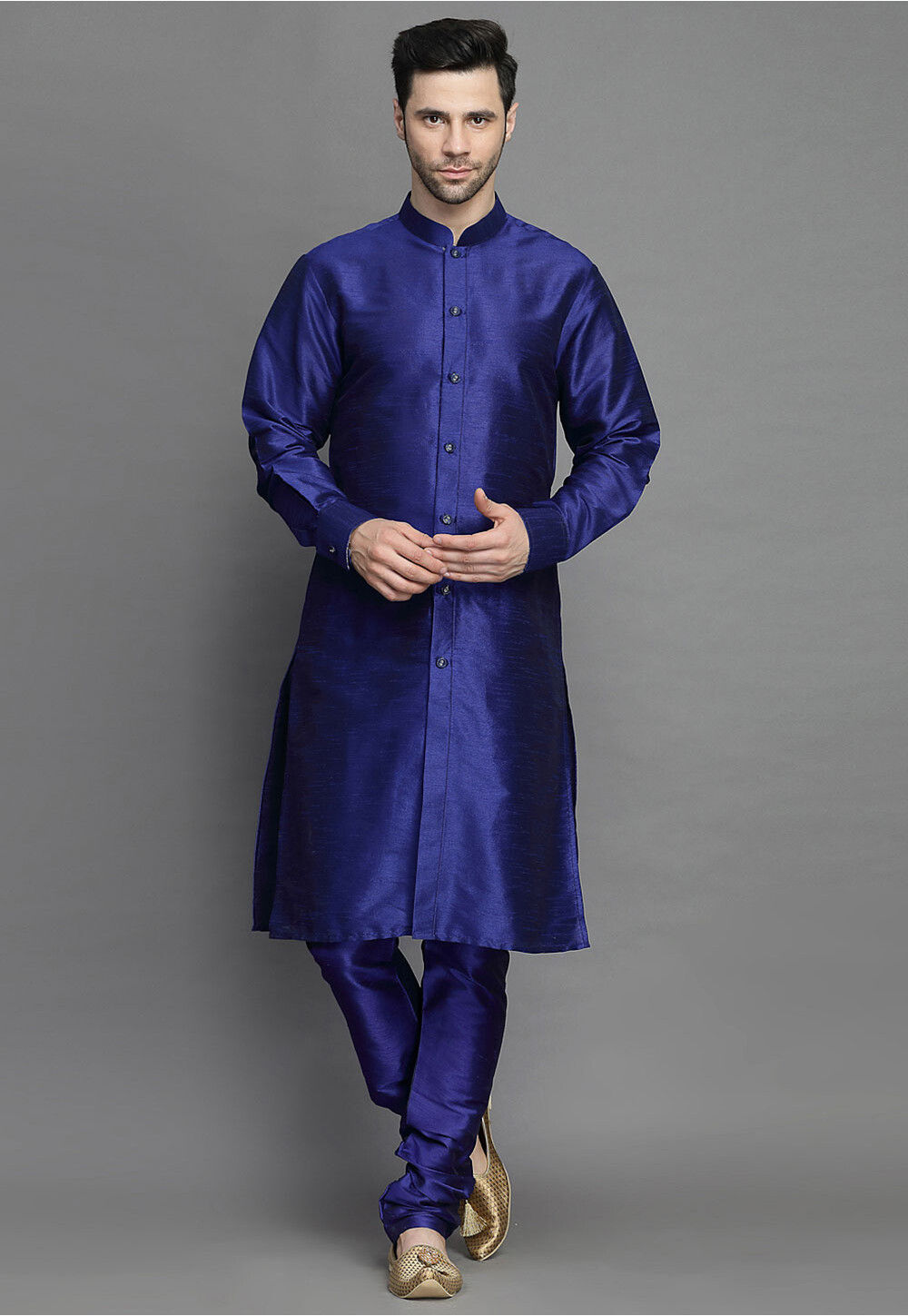 Buy Solid Color Art Silk Kurta Set in Royal Blue Online : MXX52 - Utsav ...
