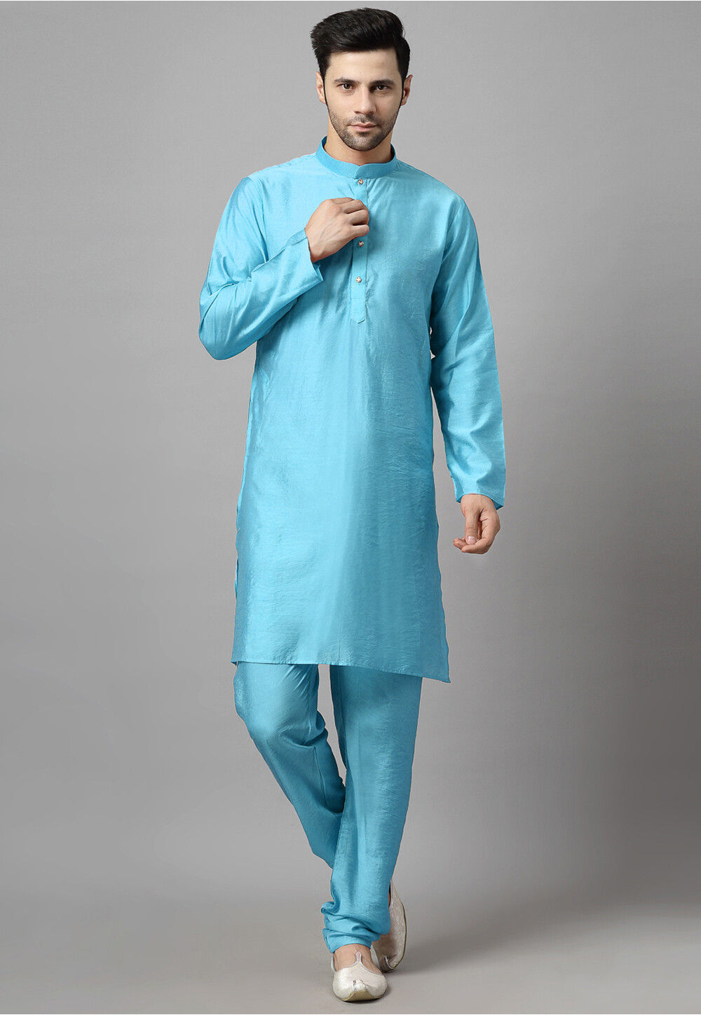 Buy Solid Color Art Silk Kurta Set in Sky Blue Online : MXX1364 - Utsav ...