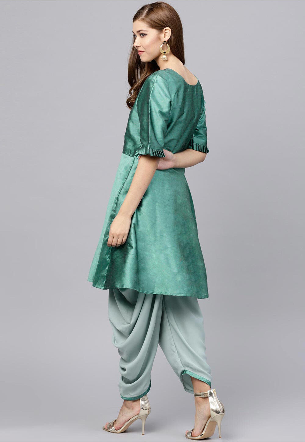 Buy Solid Color Art Silk Kurti in Teal Green Online : TJW2015 - Utsav ...